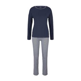 Tom Tailor Pyjama Damen Größe S navy / weiß Winterkleid