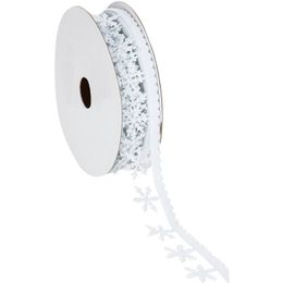 buttinette Filzband "Schneeflocke", weiß, 25 mm, 5 m