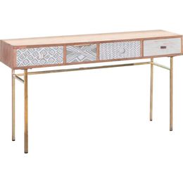 GUTMANN FACTORY Konsolentisch Linea, mit Schnitzereien und verschiedenen Materialien verziert, Shabby Chic, beige