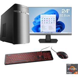 CSL Sprint V28910 Gaming-PC-Komplettsystem (24", AMD Ryzen 5 PRO 4650G, AMD Radeon Graphics, 8 GB RAM, 500 GB SSD), grau