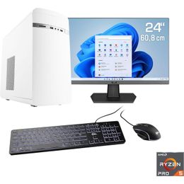 CSL Sprint V28910 Gaming-PC-Komplettsystem (24", AMD Ryzen 5 PRO 4650G, AMD Radeon Graphics, 8 GB RAM, 500 GB SSD), weiß