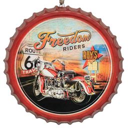 aubaho Metallschild Blechschild Route 66 Freedom Riders Schild 50cm Magnettafel Pinwand An