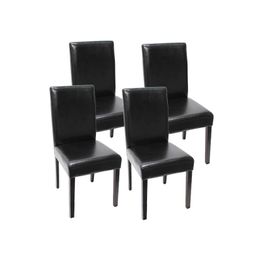 MCW 4er-Set Esszimmerstuhl Stuhl K&uuml;chenstuhl Littau MVG-zertifiziert ~ Kunstleder, schwarz dunkle Beine