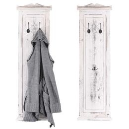 MCW 2er-Set Garderobe H33, Wandgarderobe Garderobenpaneel, Wandhaken Holz 109x28x4cm ~ wei&szlig; shabby