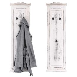 MCW 2er-Set Garderobe H33, Wandgarderobe Garderobenpaneel, Wandhaken Holz 109x28x4cm ~ weiß shabby