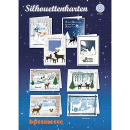 buttinette 3D-Bastelmappe "Silhouettenkarten Weihnachten", für 8 Karten