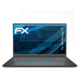 atFoliX Schutzfolie Displayschutz für MSI Prestige 15, (2 Folien), Ultraklar und hartbeschichtet, weiß