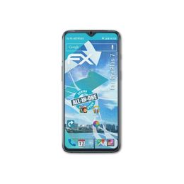 atFoliX Schutzfolie Displayschutzfolie für OnePlus 7, (3 Folien), Ultraklar und flexibel, weiß