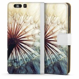 DeinDesign Handyhülle Pusteblume Fotografie Blumen Dandelion 1, Huawei P10 Hülle Handy Flip Case Wallet Cover Handytasche Leder, weiß