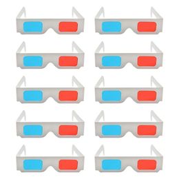 TPFNet 3D-Brille Anaglyphenbrille Rot/Cyan 3D Brille zum Ansehen von Filmen, 3D-Kino Brille - Material: Karton - Farbe: Weiß - 10 Stück