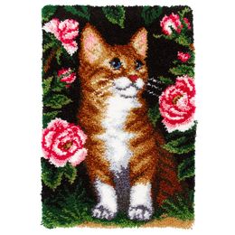 buttinette Knüpfteppich "Katze im Garten", 50 x 74,5 cm