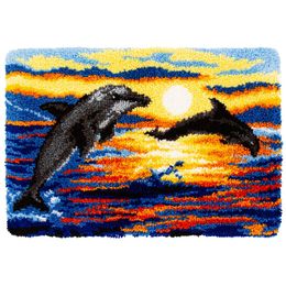 buttinette Knüpfteppich "Delfin", 74,5 x 50 cm