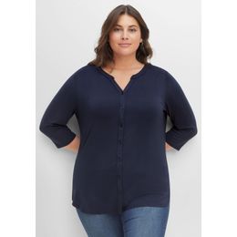 sheego Große Größen: Shirtbluse mit 3/4-Arm und Kräuseldetails, nachtblau, Gr.58