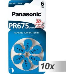 10x1 Panasonic PR 675 Hörgeräte Zellen Zinc Air 6er Rad