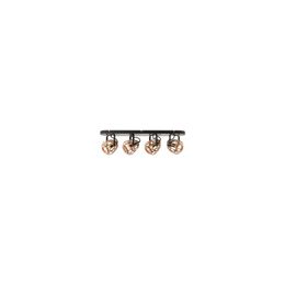 Brilliant Nikka Spotbalken 4flg schwarz/natur 4x D45, E14, 28W, geeignet f&uuml;r Tropfenlampen (nicht enthalten)