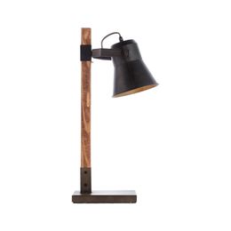 Brilliant Lampe Plow Tischleuchte schwarz stahl/holz 1x A60, E27, 10W, geeignet für Normallampen (nicht enthalten) Mit Schnurzwischenschalter