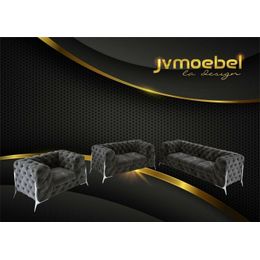 JVmoebel Chesterfield-Sofa Graues Chesterfield 3+2+1 Couch Set modernes Design Luxus Neu