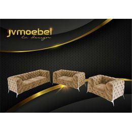 JVmoebel Chesterfield-Sofa Graues Chesterfield 3+2+1 Couch Set modernes Design Luxus Neu