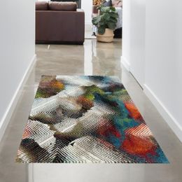 Carpetia Teppich Bunter Designerteppich mit abstraktem Muster rot blau, rechteckig, Höhe: 13 mm