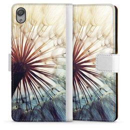 DeinDesign Handyhülle Pusteblume Fotografie Blumen Dandelion 1, Sony Xperia X Hülle Handy Flip Case Wallet Cover Handytasche Leder, weiß