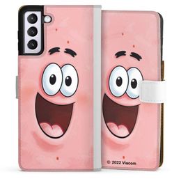 DeinDesign Handyhülle Patrick Star Spongebob Schwammkopf Offizielles Lizenzprodukt, Samsung Galaxy S21+ 5G Hülle Handy Flip Case Wallet Cover, weiß