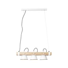 Brilliant Lampe Plow Pendelleuchte 3flg weiß/holz hell 3x A60, E27, 10W, geeignet für Normallampen (nicht enthalten) Köpfe schwenkbar
