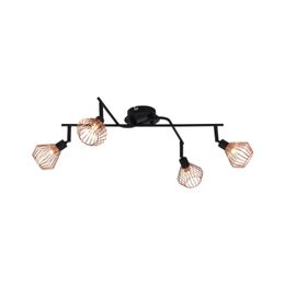 Brilliant Lampe Dalma Deckenspot 4flg Kreuz schwarz/kupfer 4x QT14, G9, 33W, geeignet für Stiftsockellampen (nicht enthalten) Köpfe schwenkbar