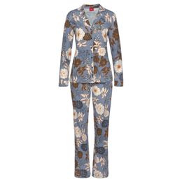 s.Oliver Pyjama Damen Gr&ouml;&szlig;e S/M taubenblau / mischfarben Winterkleid