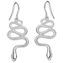 Materia Paar Ohrhänger Damen Schlange Hochglanz SO-193, 925 Sterling Silber, rhodiniert, silberfarben