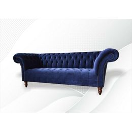 JVmoebel Chesterfield-Sofa Dunkelblauer Chesterfield 3-er luxus Möbel Textilmöbel Neu