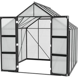 Vitavia Gewächshaus Domus 6700, BxTxH: 257 x 263 x 253,9 cm, 6 mm Wandstärke, mit Doppelschwingtüren und bodentiefer Türschwelle, 6 mm Hohlkammer, schwarz