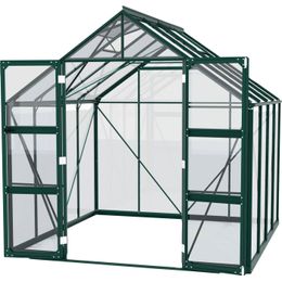 Vitavia Gewächshaus Domus 6700, BxTxH: 257 x 263 x 253,9 cm, 3 mm Wandstärke, Doppelschwingtüren und bodentiefer Türschwelle, 3 mm Sicherheitsglas, grün