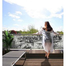 MyMaxxi Sichtschutzelement Balkonbanner Paris Skizze Balkon Sichtschutz Garten
