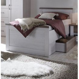 bv-vertrieb Schlafzimmer-Set Komfortbett Kleiderschrank Nachtkonsole Pinie weiss-trüffel