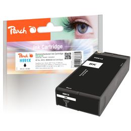 Peach HP 991 XBK Druckerpatrone XL bk ersetzt HP No. 991X BK, M0K02AE für z.B. HP PageWide Color 755 dn, HP PageWide Color MFP 774 dn (wiederaufbereitet)