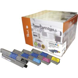 Peach O4446/4449 4 Toner XL (bk, c/m/y) ersetzt OKI 44469722-9804 f&uuml;r z.B. OKI C 510 DN, OKI C 530 DN, OKI MC 561 DN (wiederaufbereitet)