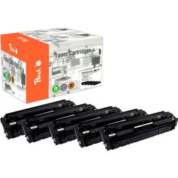 Peach HP 201 A 5 Toner (2*bk, c/m/y) ersetzt HP No. 201A, CF400A*2, CF401A, CF402A, CF403A f&uuml;r z.B. HP Color LaserJet Pro MFP M 277 dw (wiederaufbereitet)