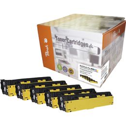 Peach HP 128 A 5 Toner (2*bk, c/m/y) ersetzt HP No. 128A, CE320A*2, CE321A, CE322A, CE323A f&uuml;r z.B. HP Color LaserJet Pro CM 1415 fn (wiederaufbereitet)