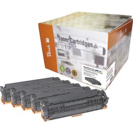 Peach HP 304 A 5 Toner (2*bk, c/m/y) ersetzt HP No. 304A, CC530A*2, CC531A, CC532A, CC533A f&uuml;r z.B. HP Color LaserJet CM 2300 (wiederaufbereitet)