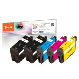 Peach E34 XL 5 Druckerpatronen XL (2*bk, c/m/y) ersetzt Epson No. 34XL, T3471*2, T3472, T3473, T3474 f&uuml;r z.B. Epson WorkForce Pro WF -3700 (wiederaufbereitet)