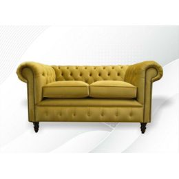 JVmoebel Sofa Gelber Chesterfield 2-Sitzer moderne Couch Relax Neu