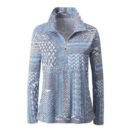 Langarmshirt Classic Basics "Winter-Shirt" Gr. 54, blau (bleu, grau, bedruckt) Damen Shirts Jersey