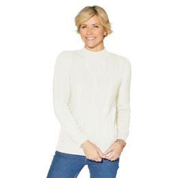 Stehkragenpullover Casual Looks "Pullover" Gr. 52, beige (ecru) Damen Pullover Rollkragenpullover
