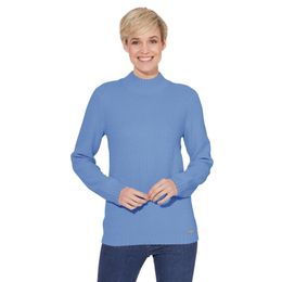 Strickpullover Casual Looks "Pullover" Gr. 54, blau (mittelblau) Damen Pullover Rollkragenpullover