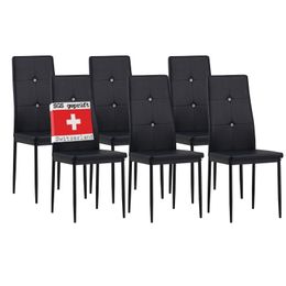 ALBATROS Esszimmerst&uuml;hle DIAMOND 6er Set, Schwarz - Edler Diamant-Look, Polsterstuhl Kunstleder-Bezug, Modernes Stilvolles Design am Esstisch K&uuml;chenstuhl Stuhl Esszimmer hohe Belastbarkeit