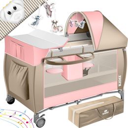 Kidiz® Babybett 3 in 1 Reisebett Kombi Set Baby Bett mit Wickelauflage Moskitonetz Laufstall Baby ab Geburt bis 15 kg luftige Seitenwände mit Seiteneingang Tragetasche zusammenklappbar