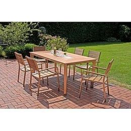 Garden Pleasure Sitzgruppe Florence, champagner Holz, Metall, 7-teilig