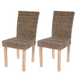 MCW 2er-Set Esszimmerstuhl Korbstuhl Stuhl K&uuml;chenstuhl Littau, Kubu-Rattan