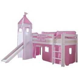 Roller 4-teiliges Stoffset - rosa-weiß - für Halbhochbett mit Turm KIM und ALEX mit Rutsche