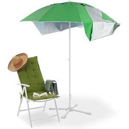 Relaxdays Sonnenschirm Strandmuschel rund, grün Ø 175,0 cm